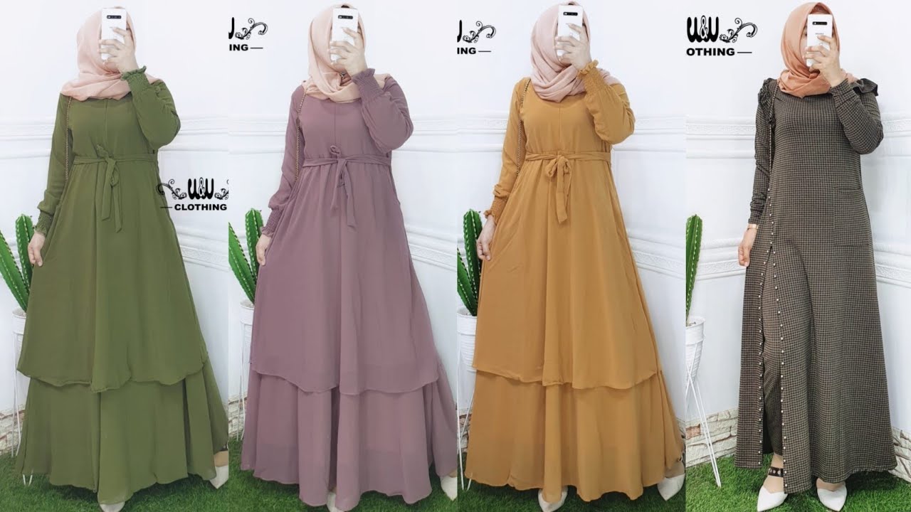 (Gamis cantik) 30 model baju gamis terbaru 2021 polos dan motif ...