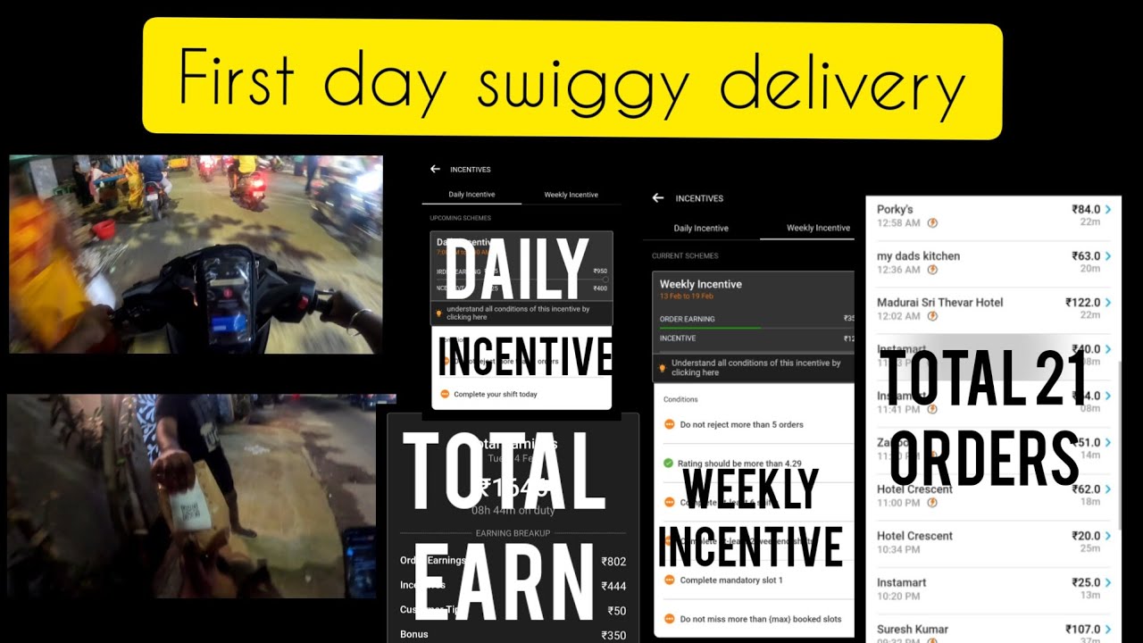 First day swiggy delivery vlog/Daily incentive/Weekly incentive/Total ...