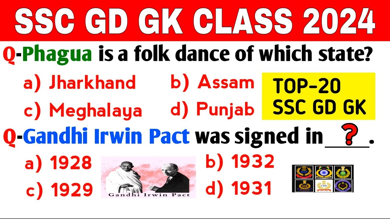 IMPORTANT SSC GD GK QUESTIONS AND ANSWERS || SSC GD GK CLASS || SSC GD ...