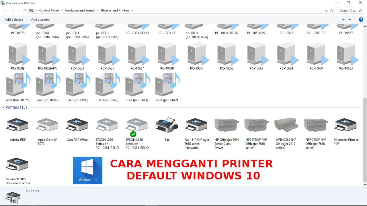 CARA MERUBAH PRINTER DEFAULT WINDOWS 10 - YouTube