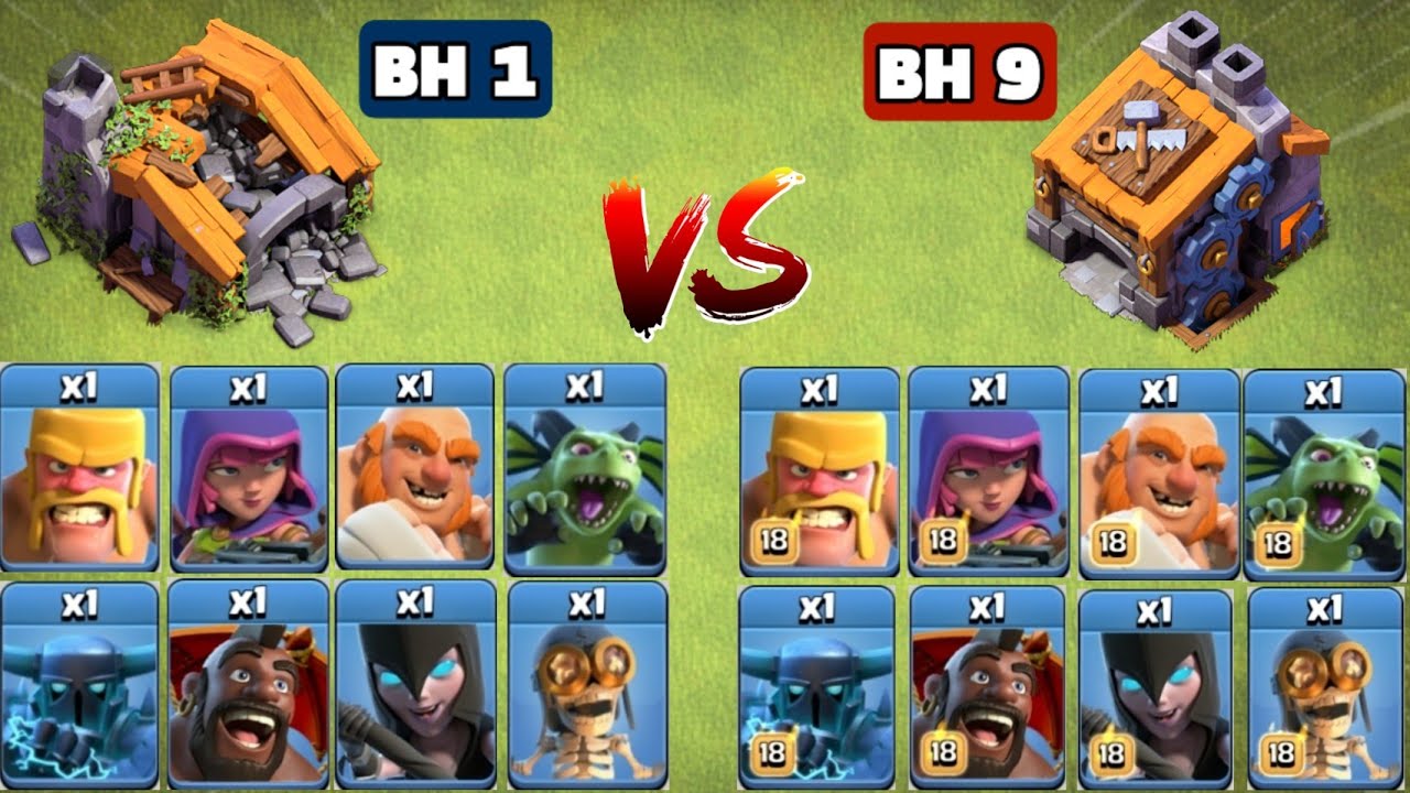 BH 1 Troops vs BH 9 Troops | Clash of Clans | Builder Base - YouTube