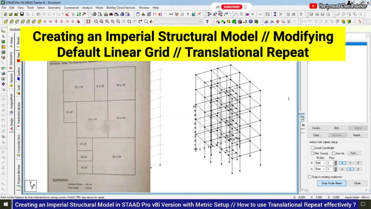 🏗️Creating Imperial Structural Model in STAAD Pro v8i Version with ...