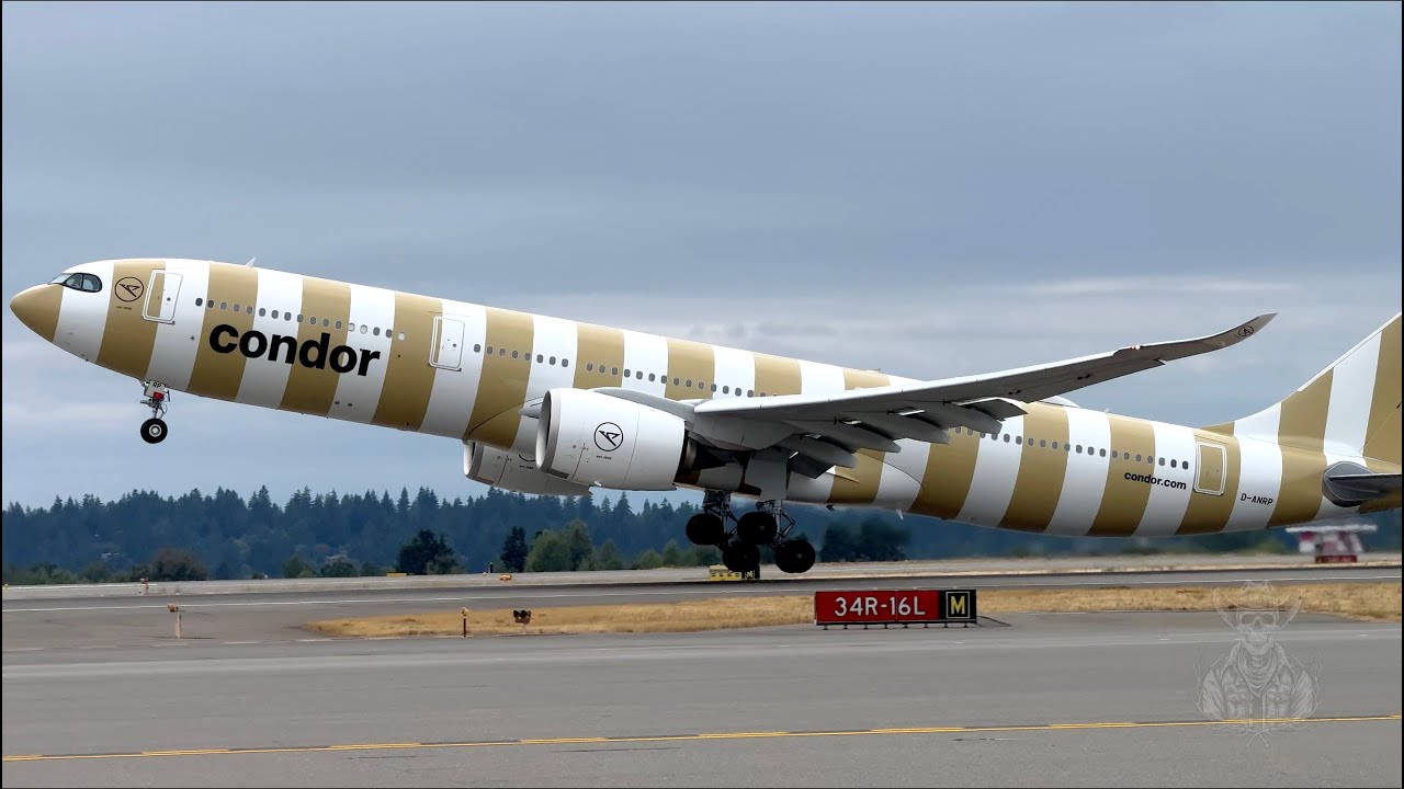 Condor A330-941 Takeoff From Seattle-Tacoma International Airport - YouTube
