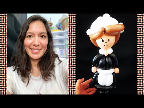 Pilgrim girl balloon tutorial. Thanksgiving balloon design. Globoflexia.