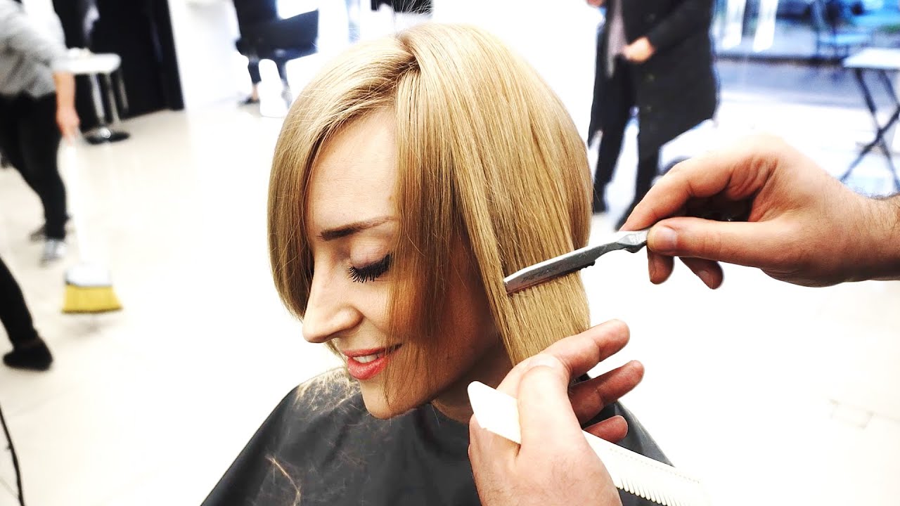 SUPER HAIRCUT - SHORT BLONDE GRADUATION WITH UNDERCUT - YouTube
