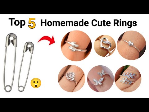 5 Easy homemade Cute Rings 😍🥰/how to make rings with safety pin/homemade love ring