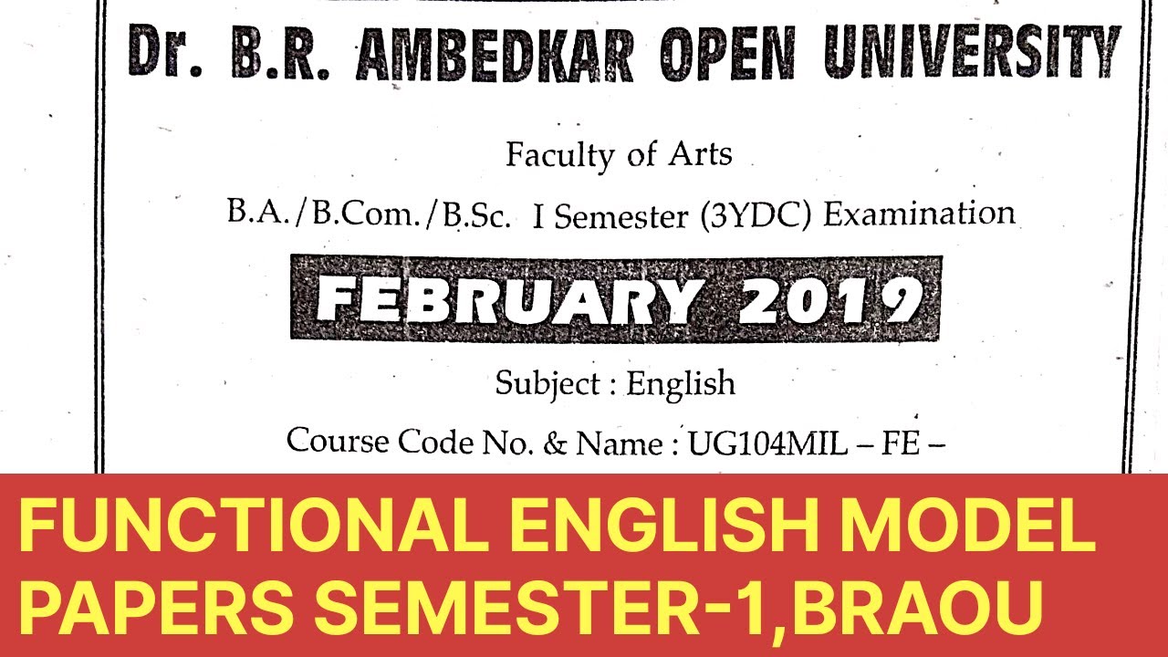 Functional English Model Paper Semester-1| BRAOU - YouTube