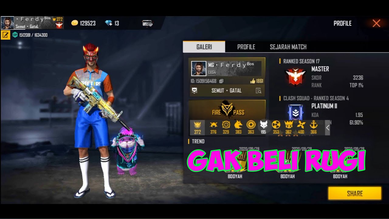JUAL AKUN FF LUMAYAN SULTAN || SENJATA LOBBY 18 GAK BELI RUGI - YouTube