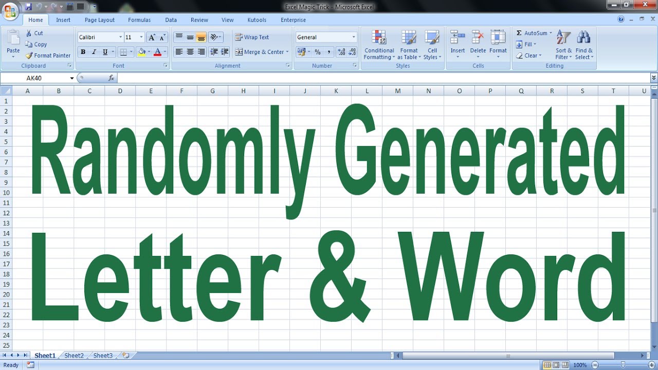 Excel Magic Trick 25 Bangla Randomly Generated Letter And Word Youtube