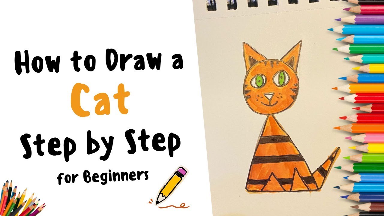 How to draw a cat for kids | Tutorial step by step | Cat drawing ...