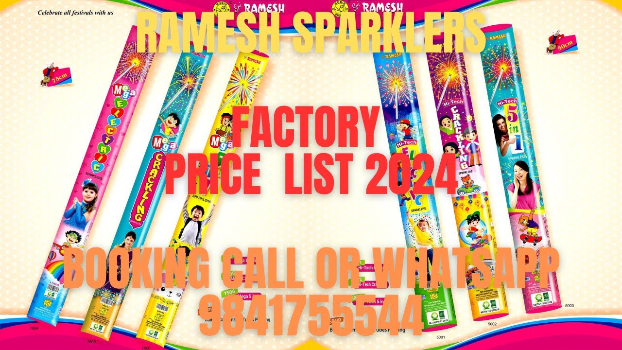 Ramesh Sparklers Factory Price 2024 | Booking - 9841755544 | Crackers ...