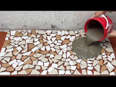 Creative Ideas From Mosaic Tile And Cement / Making Coffee Table At Home / Mosaic Tile Coffee Table.