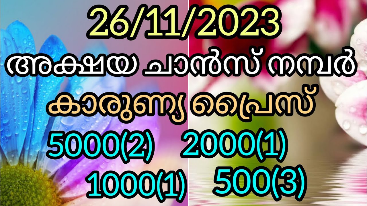 26/11/2023 | അക്ഷയ ചാൻസ് നമ്പർ | കാരുണ്യ പ്രൈസ് - 5000(2),2000(1),1000(1),500(3) - YouTube