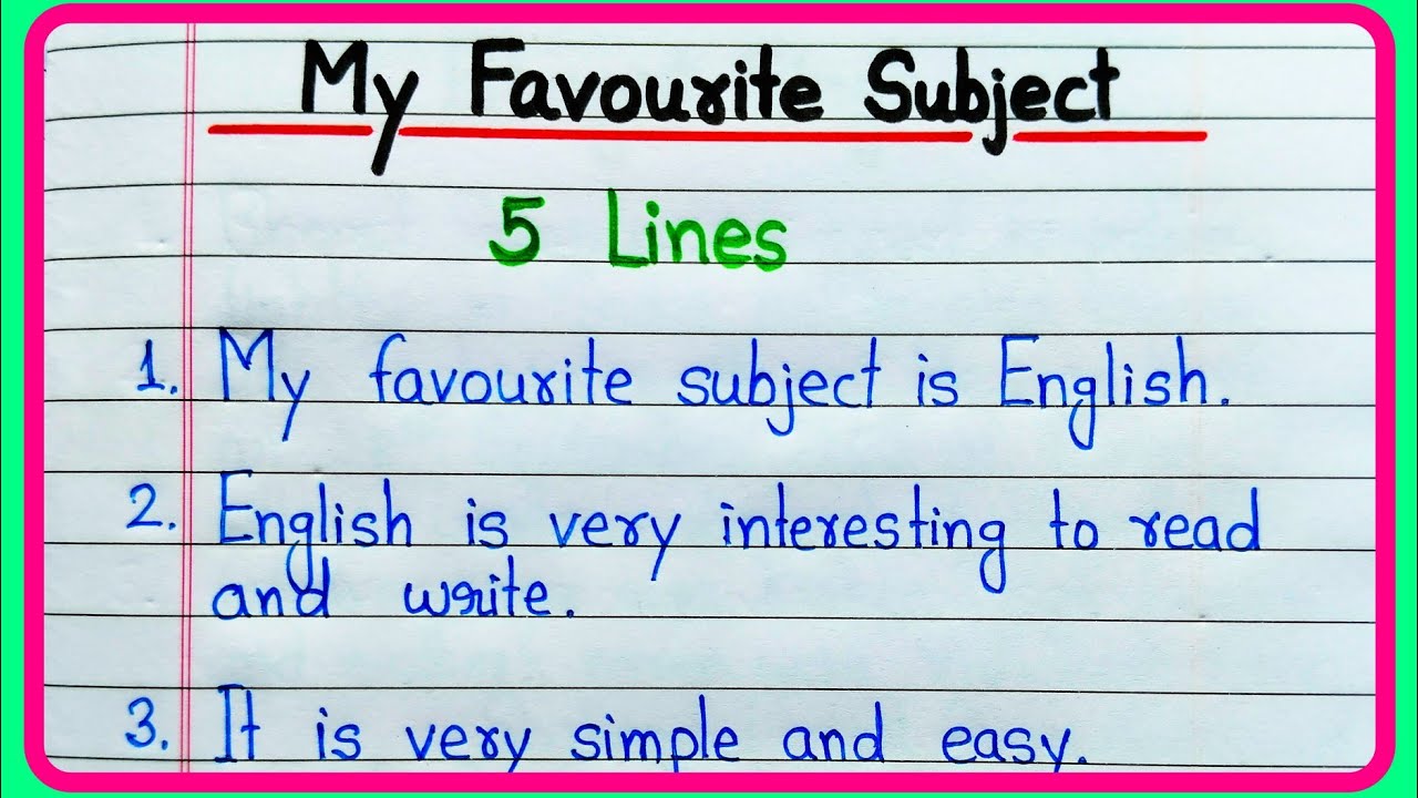 My favourite subject English 5 lines essay writing || 5 lines on my ...