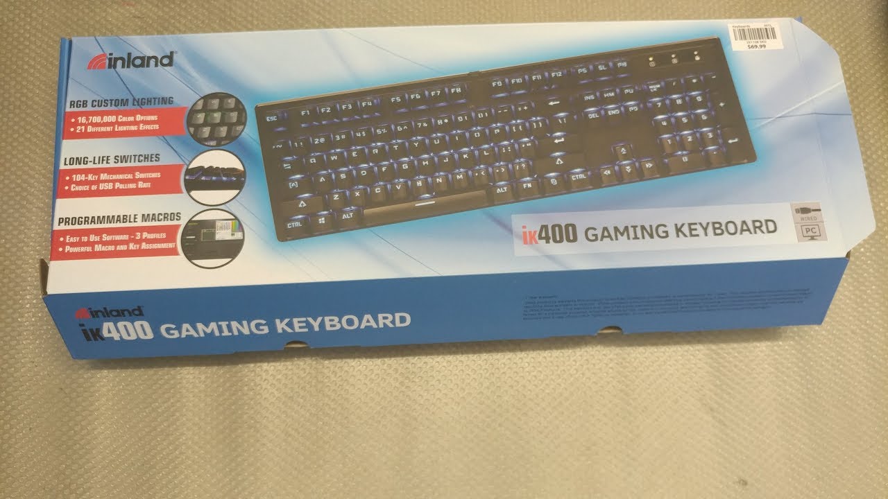 Inland IK400 Mechanical Gaming Keyboard Box Opening - YouTube