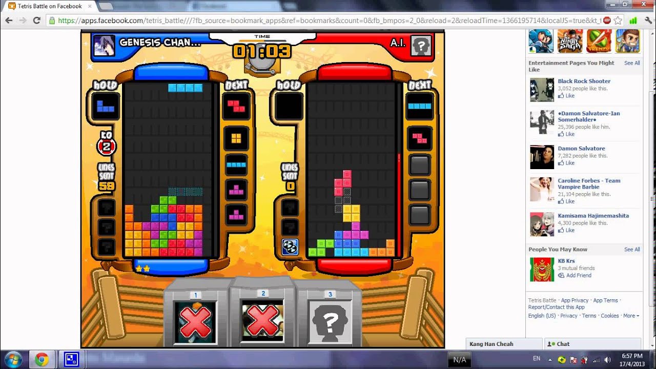 Tetris Battle - Rank 1 A.I. In Weekly Tournament - YouTube