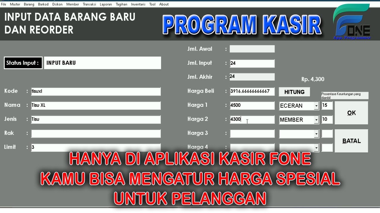 PROGRAM KASIR MINIMARKET Input Data Barang | Part 4 - YouTube