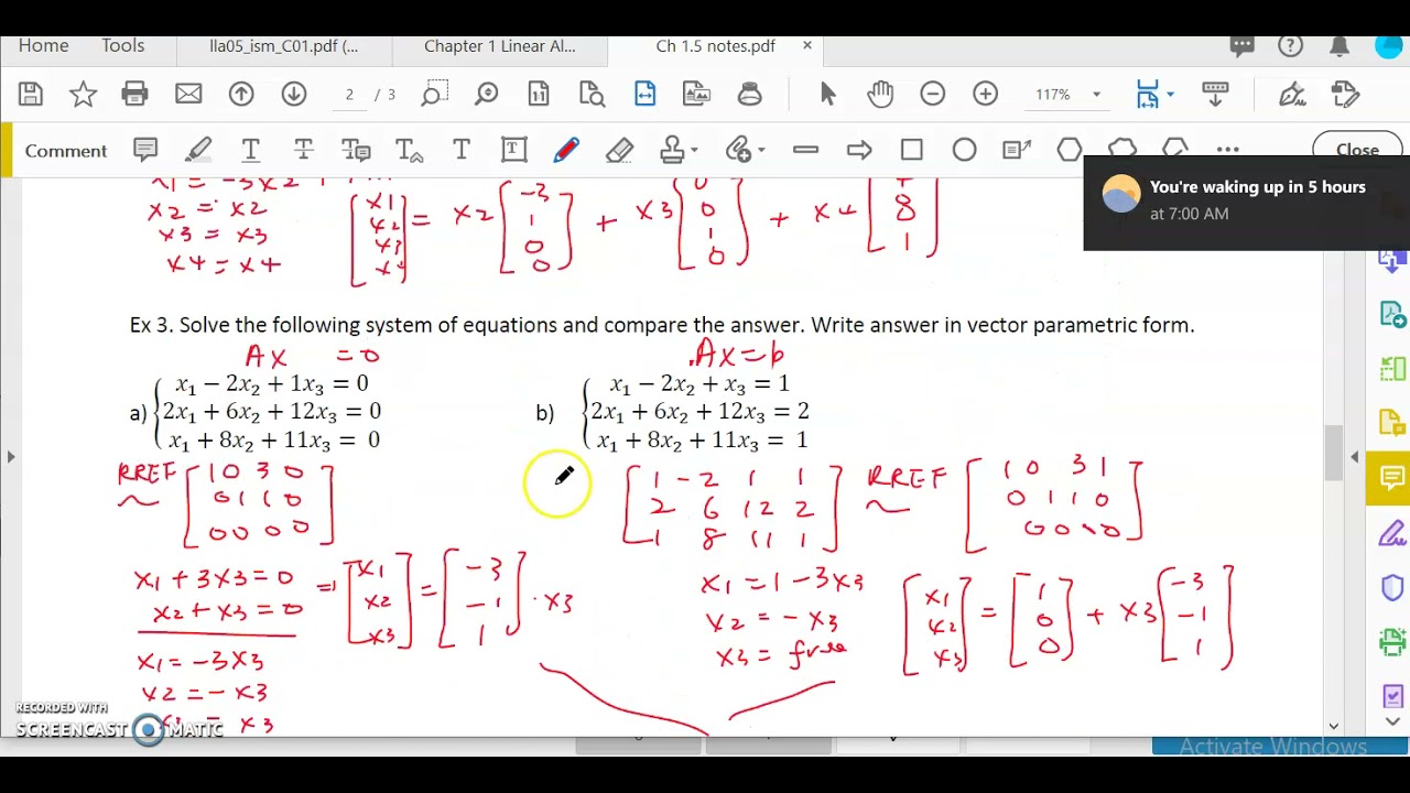 Linear Algebra Ch 1.5 Solution Sets of Linear Systems # 2 - YouTube