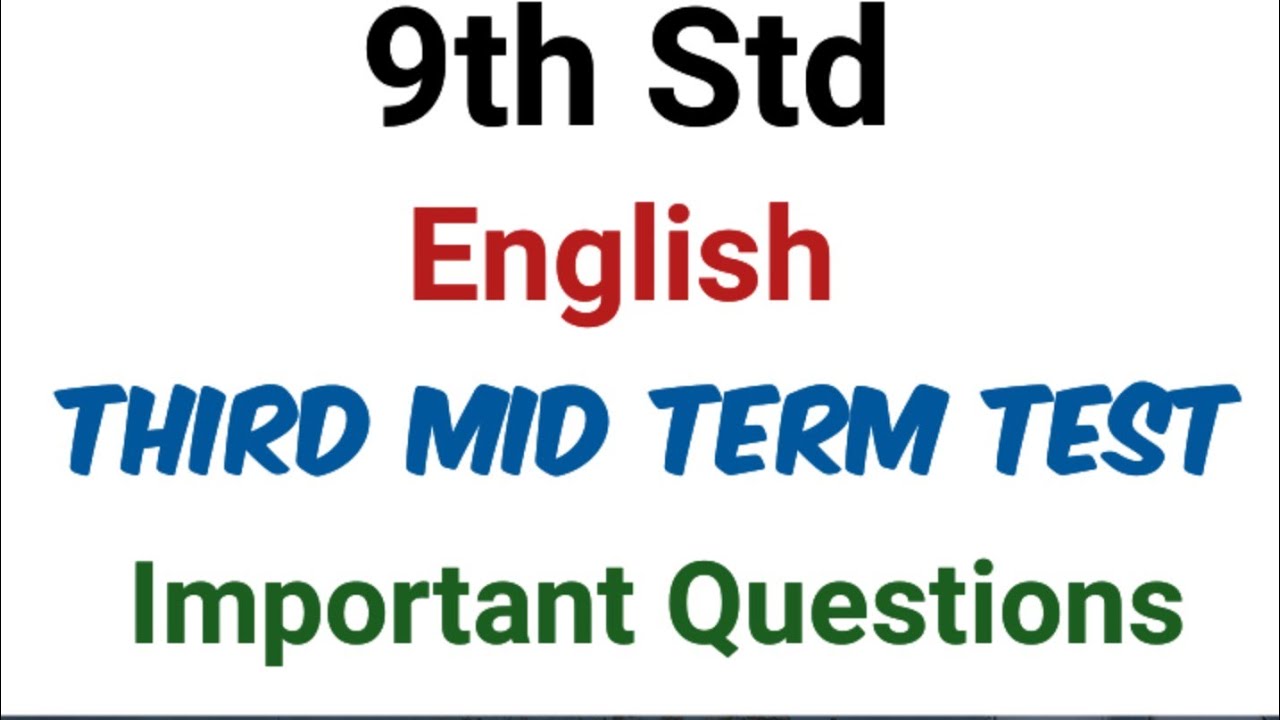 9th Std - English | Third Mid Term Test - Important Questions - YouTube
