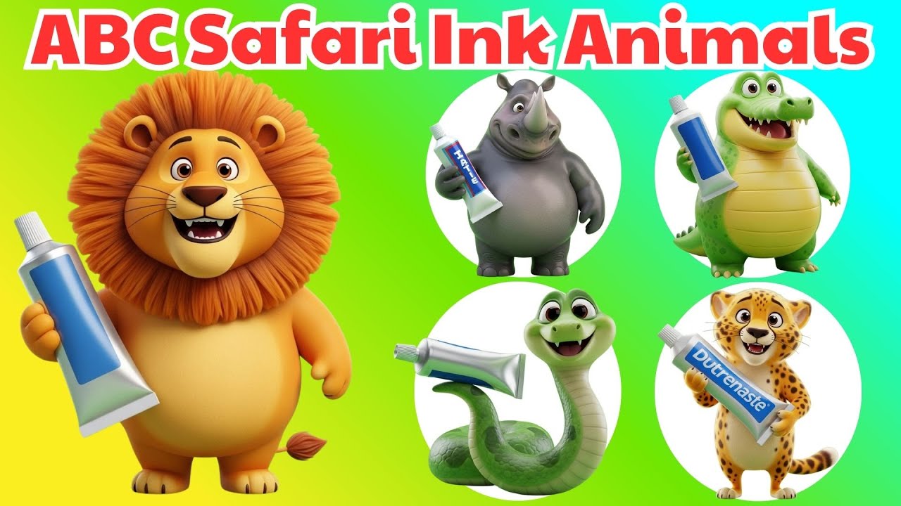 🎵 ABC Safari Ink Animal Sounds Song | Daddy & Baby Animals A to Z 🌈🖋️🦁🐘 ...