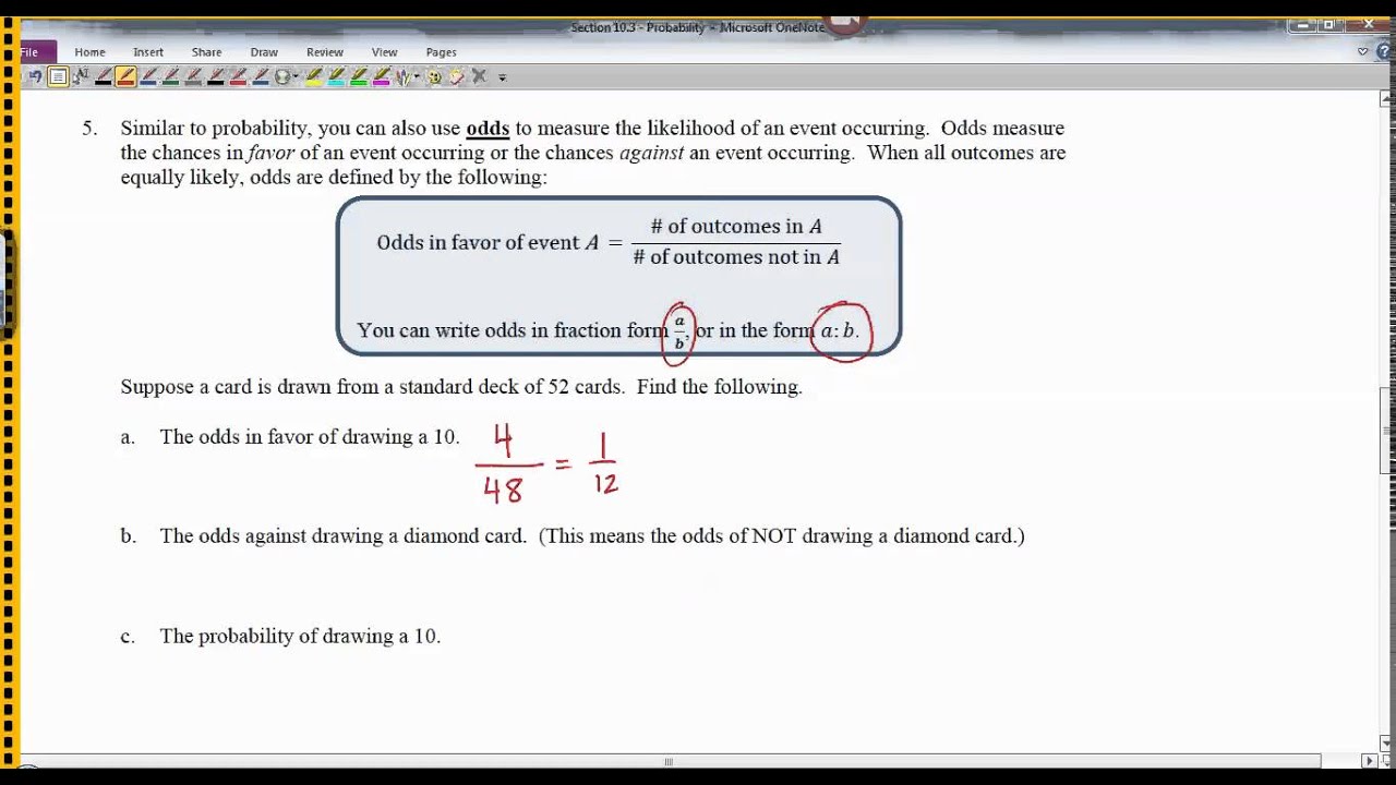 Alg 2 - Ch 10 Notes - Basic Probability - YouTube