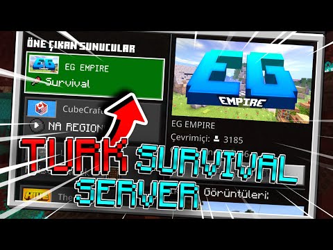 TÜRK SURVIVAL SERVER MCPE | KENDİ SERVERİM AÇILDI! EG EMPIRE - minecraft pe survival