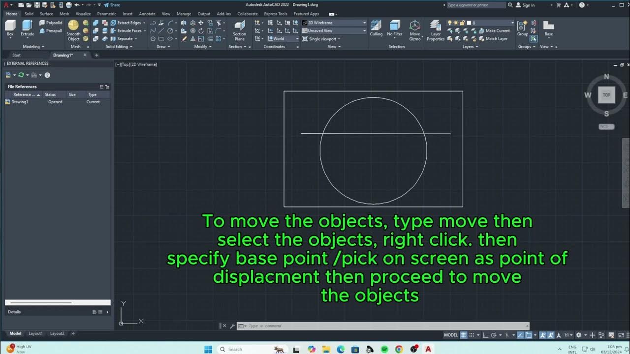 AUTO CAD TUTORIAL(BASICS)_FAMILIARIZATION WITH UNITS, LINE, CIRCLE, RECTANGLE, MOVE, ERASE ...