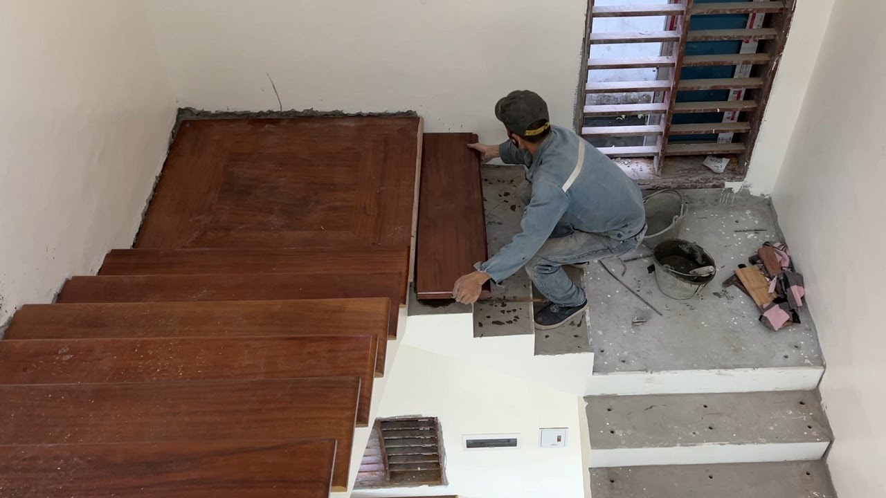 Processing and Install Wooden Stair - Complete The New Stair Step By ...