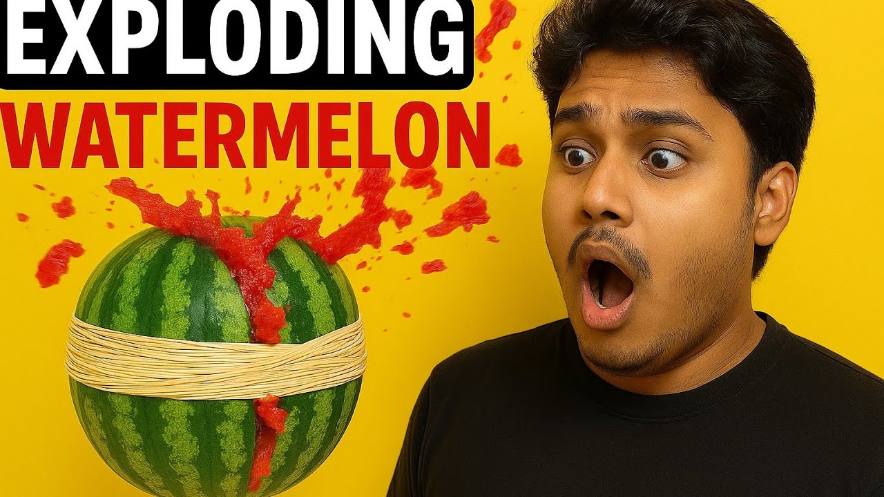 Exploding watermelon with rubber band - YouTube