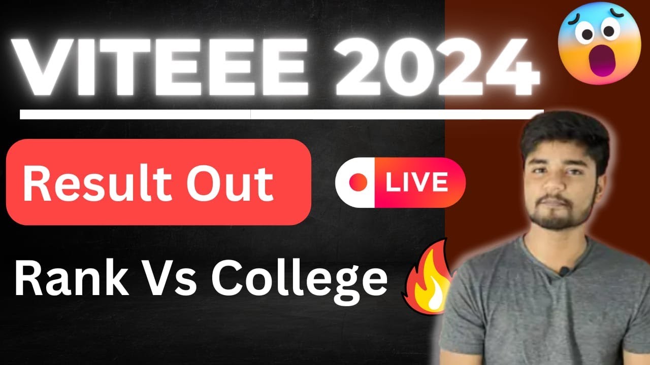 VITEEE 2024 Result OUT -Rank vs College Branch Cutoff VT Vellore ...