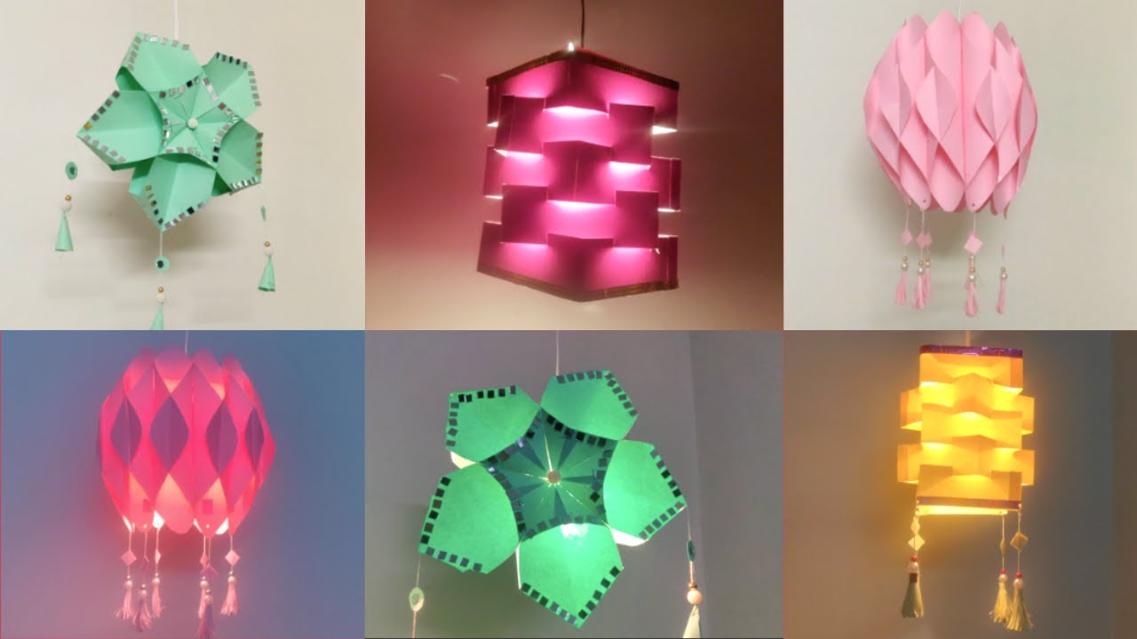4 Ideas of Paper Akash Kandil Making at Home | Paper Lantern Making ...