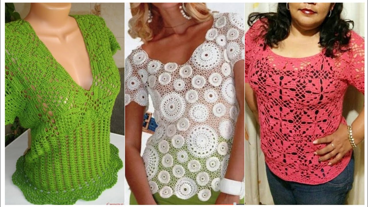 Elegant stylish unique crochet handknit blouse top pattern designs for ...