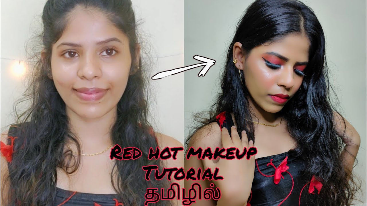 Step by step bold Red makeup Tutorial | For beginners | தமிழில் - YouTube