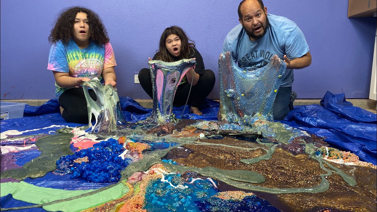 Mixing All Our Slimes Together - Super Satisfying Slime mixing - YouTube