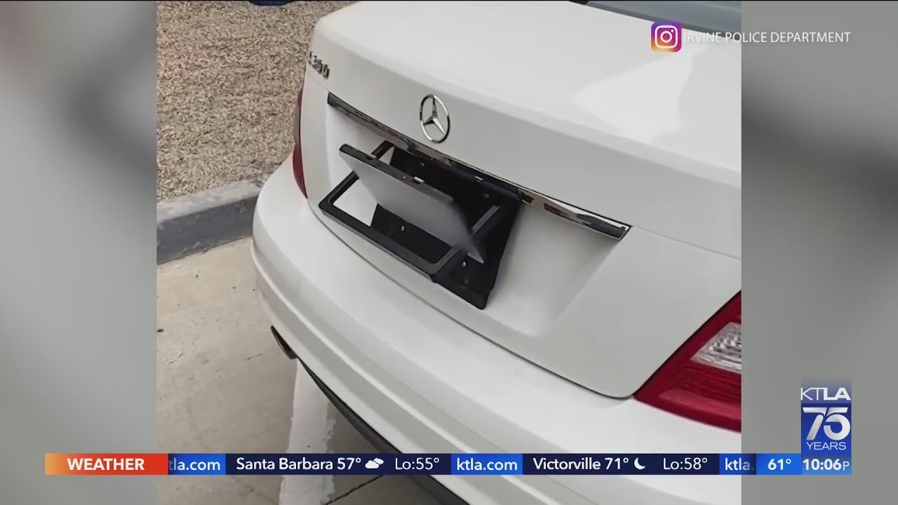 Mercedes suspected in Irvine burglaries had license plate flipper - YouTube
