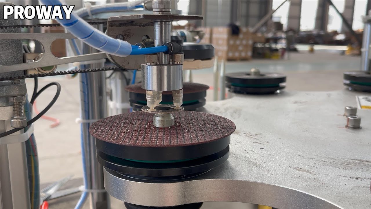 PROWAY Cutting disc labeling machine - YouTube