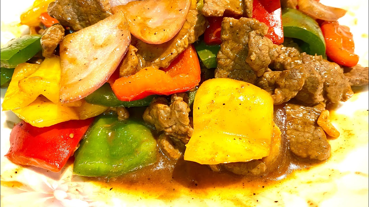 Beef sauted with capsicum recipe - YouTube