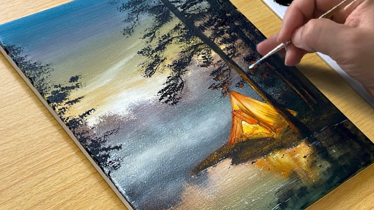 How to Draw a Morning Lake / Acrylic Painting / STEP by STEP - YouTube