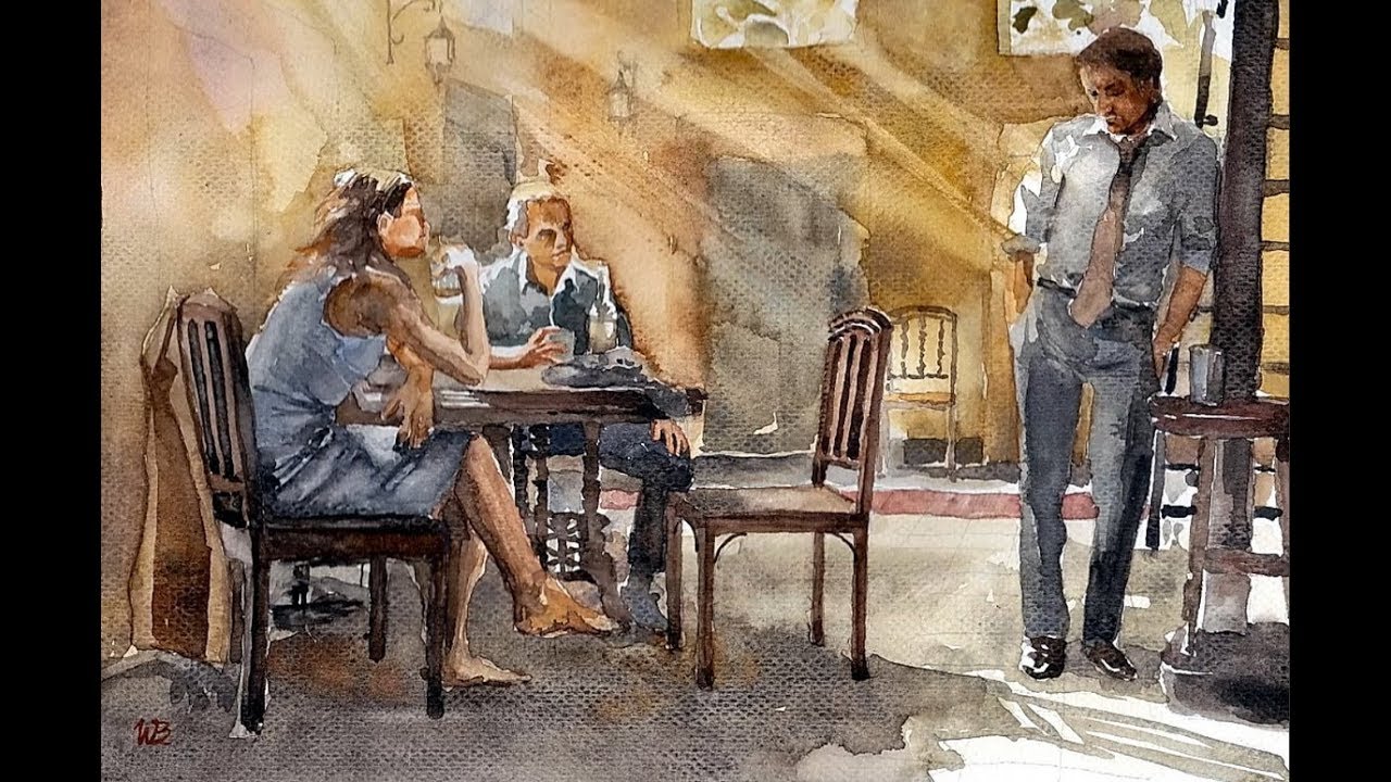 "The conversation"- watercolor speed painting - YouTube