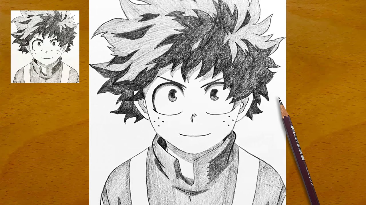Anime sketch of Deku from MHA || Step by step Deku drawing || Drawing ...