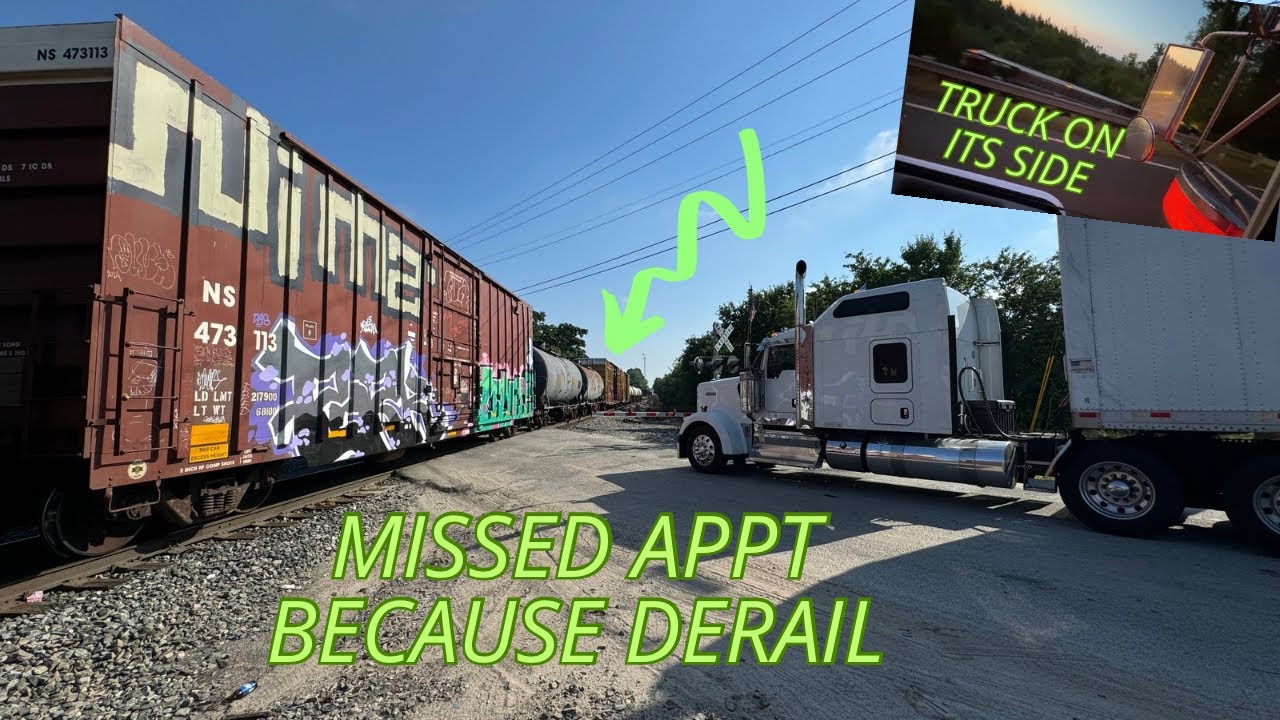 TRAIN DERAILMENT stops Our Delivery !! TRUCK crash Laying on its side ...