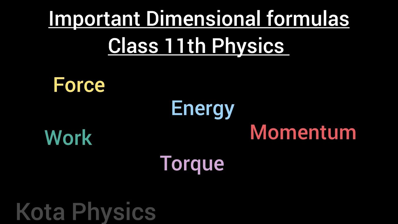 Important Dimensional Formulas Class 11th Physics NEET JEE YouTube