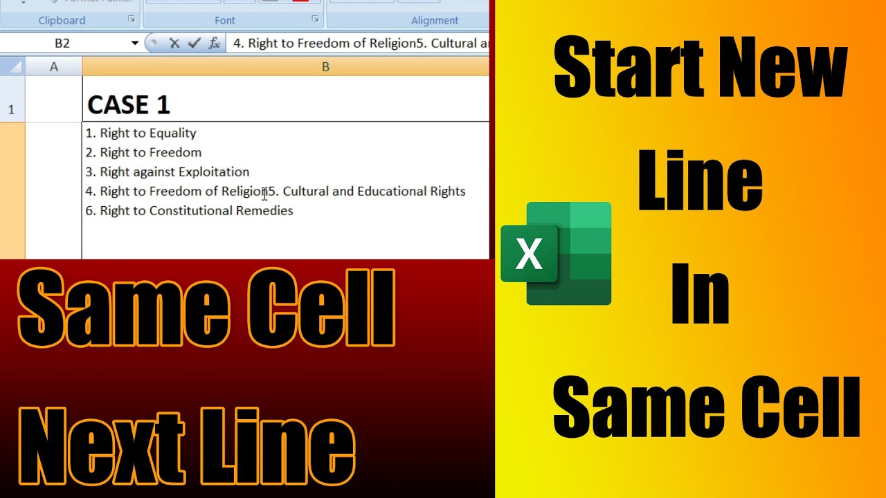 How to move text to the next line in the same cell | How to go to next ...