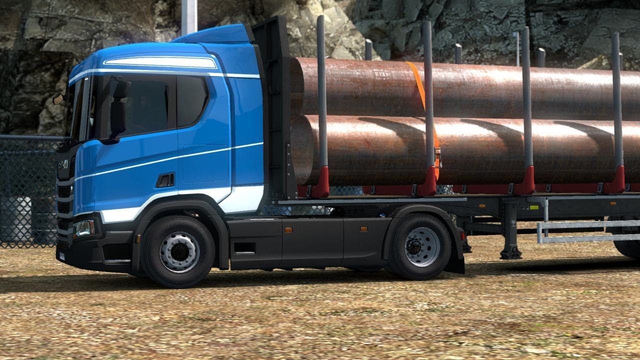 ETS 2 - New Generation Scania R370 Transporting Large Tubes - YouTube
