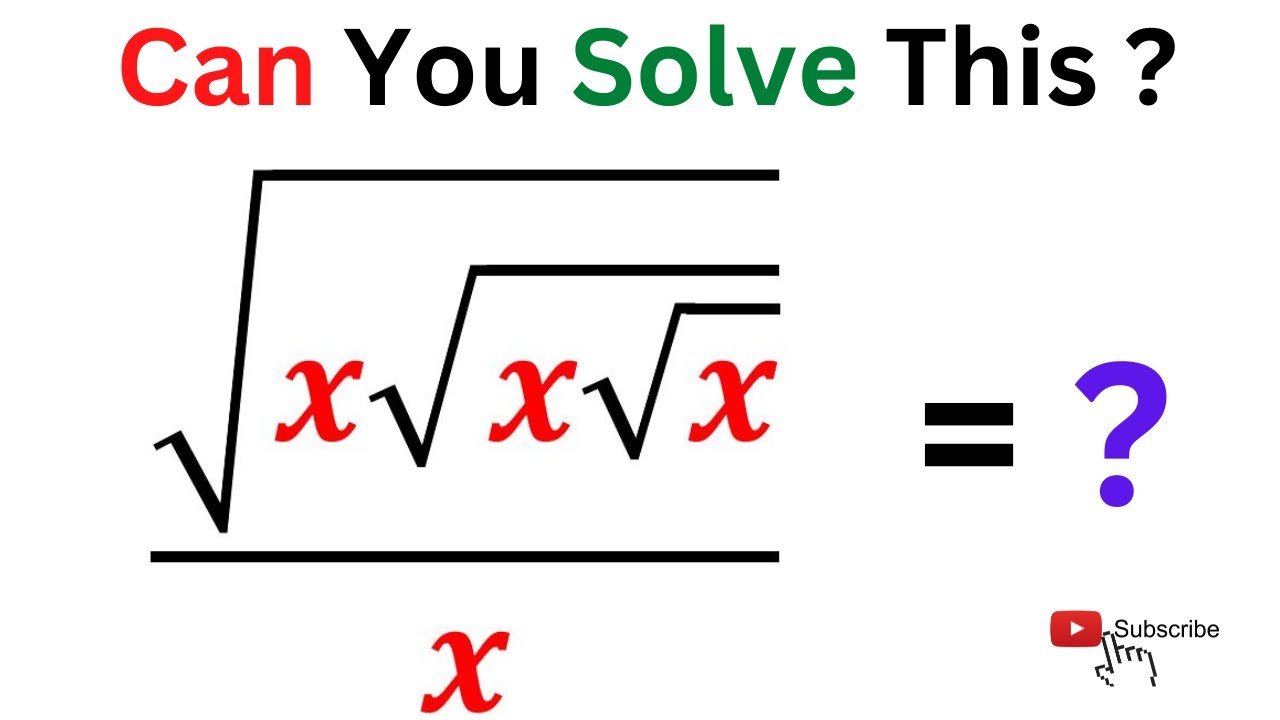 Solve √(x√(x√x) ) /x | Nice Algebra Problem | Learn How to Solve this ...