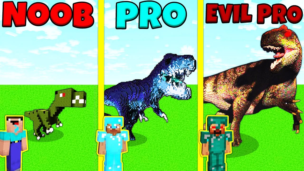 Minecraft Battle: NOOB vs PRO vs EVIL PRO: DINOSAUR BUILD CHALLENGE ...