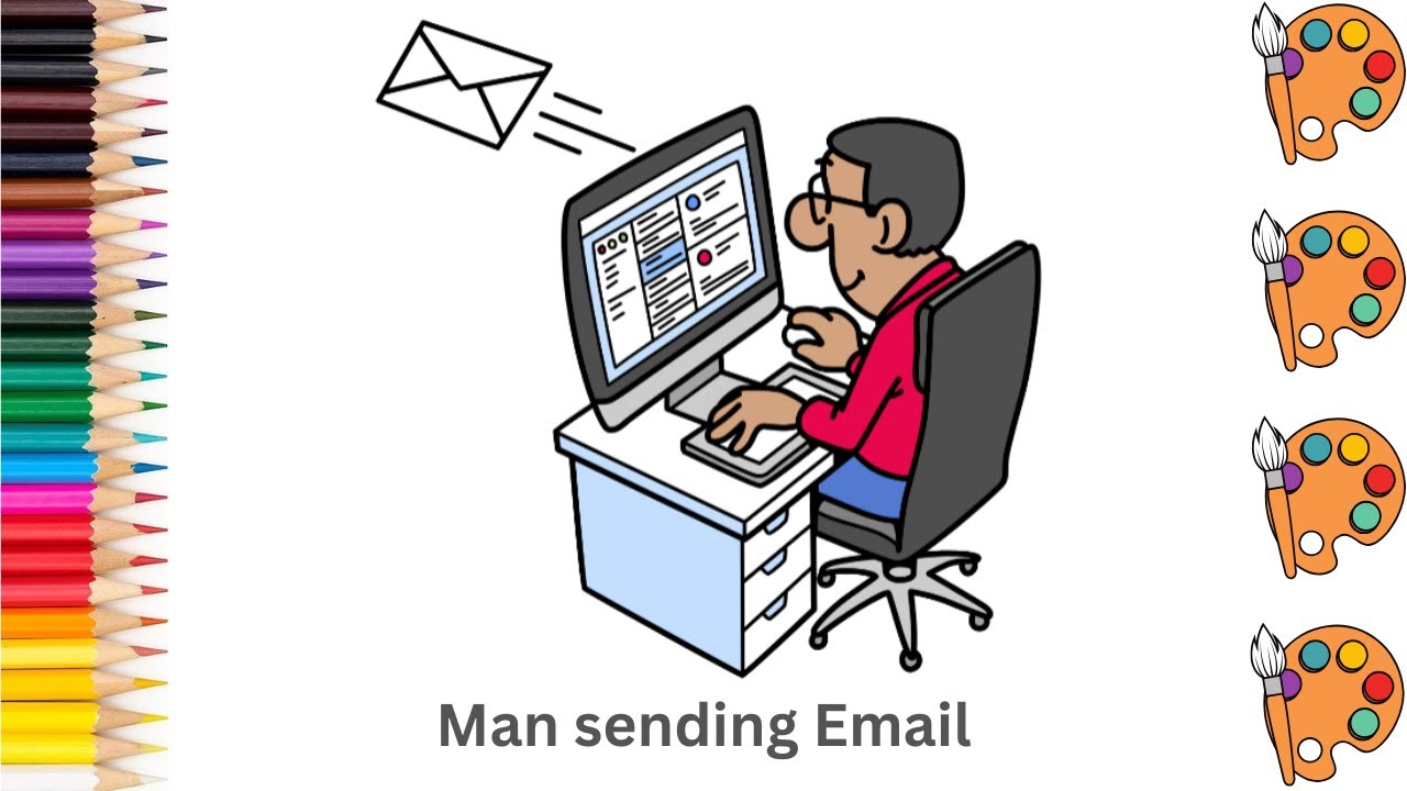 Man sending Email - Sketch Art and Paint | Step by step tutorial ...