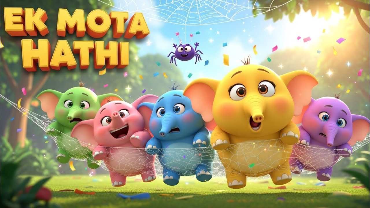 Ek Mota Hathi Hindi Kids Song | Funny Elephant Nursery Rhyme for ...