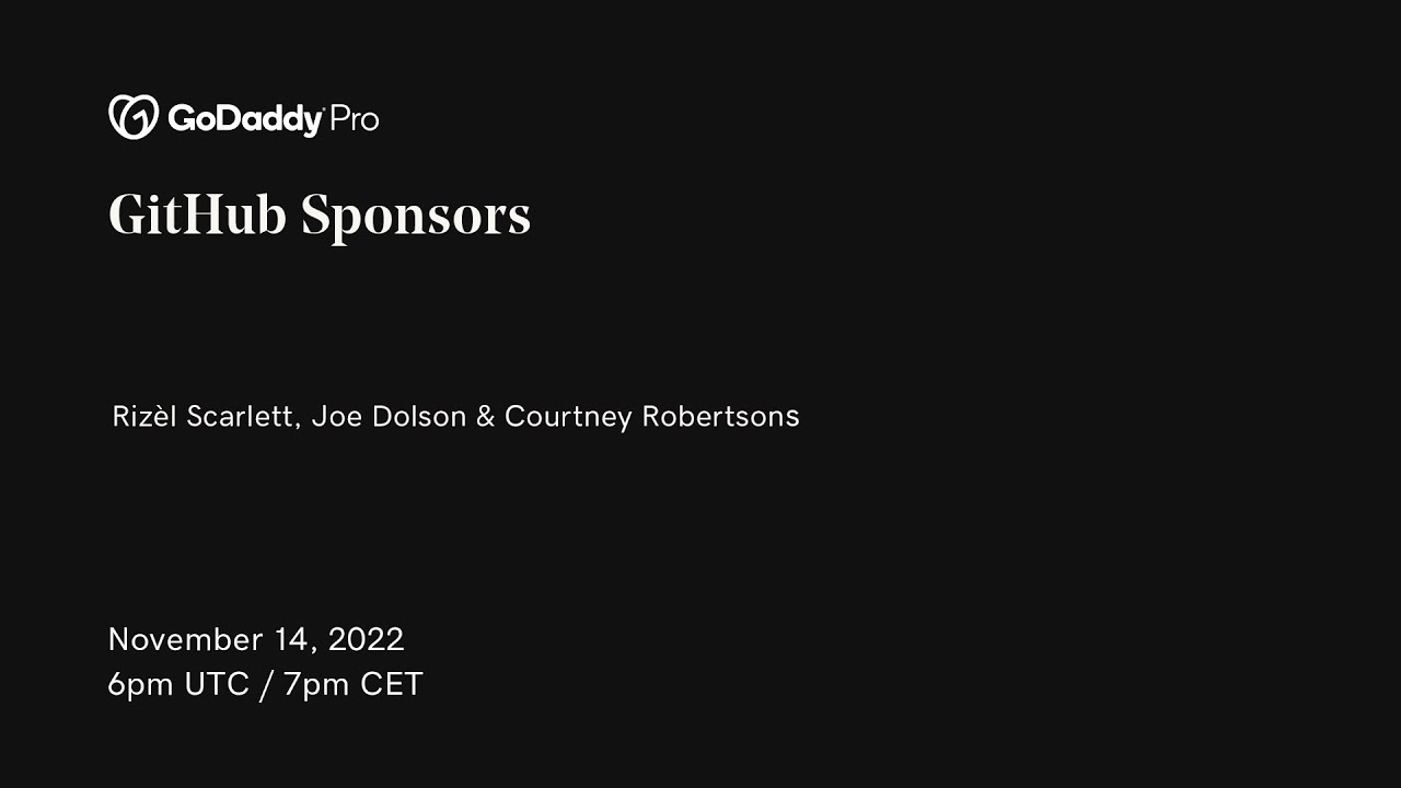 GoDaddy Pro EMEA Meetup - GitHub Sponsors - YouTube