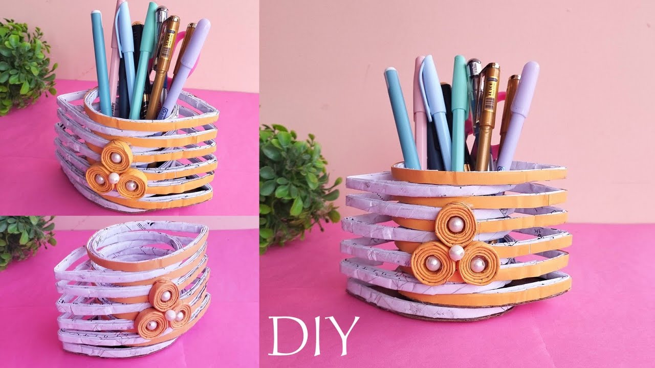 DIY Wonderful Patterned Pen Stand | Useful Paper Craft | Easy Pen ...